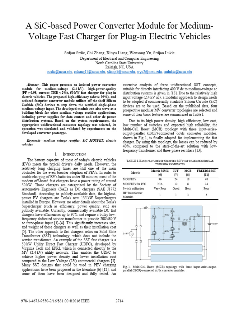 A SiC-based Power Converter Module For Medium-Voltage Fast Charger For ...