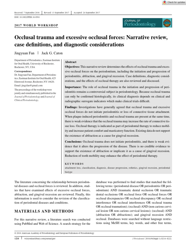Occlusal Trauma: Effects and Diagnosis | PDF | Periodontology | Human Tooth