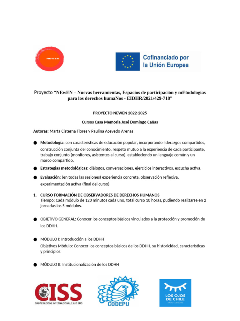 Formación en Derechos Humanos 2022-2025 | PDF | Derechos humanos ...