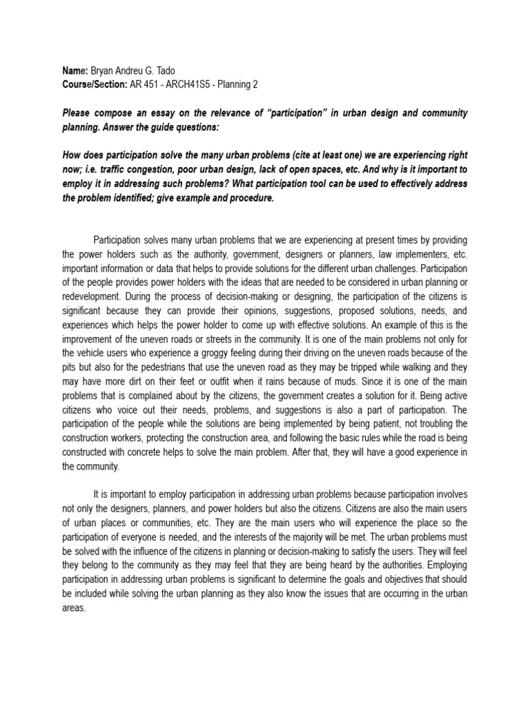 Planning 2 Assignment | PDF | Urban Planning