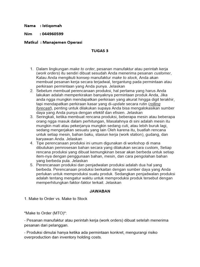 Tugas 3 MO - 044960599 Istiqomah | PDF
