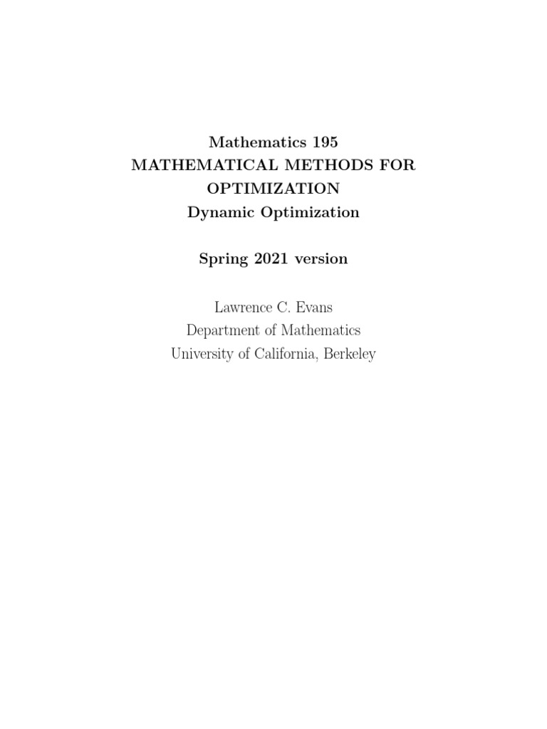 Math 195 Notes | PDF | Optimal Control | Calculus Of Variations