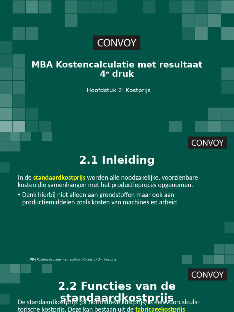 Sheets MBA Kostencalculatie H2 | PDF