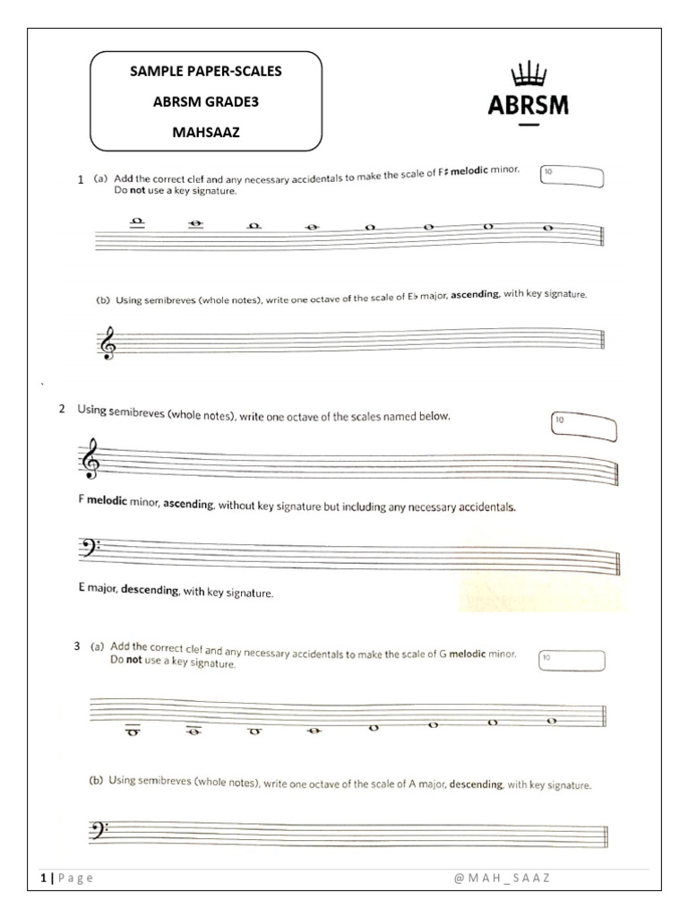 ABRSM Sample Paper Grade3-Scale | PDF