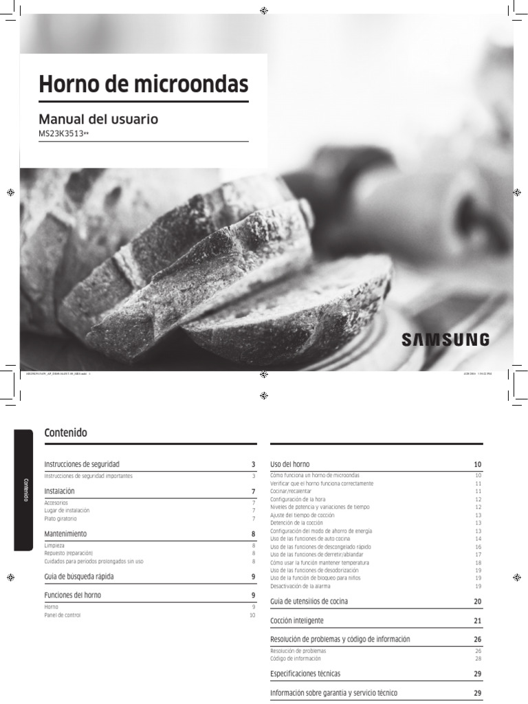 Manual de Usuario Microondas | PDF | Agua | Microondas