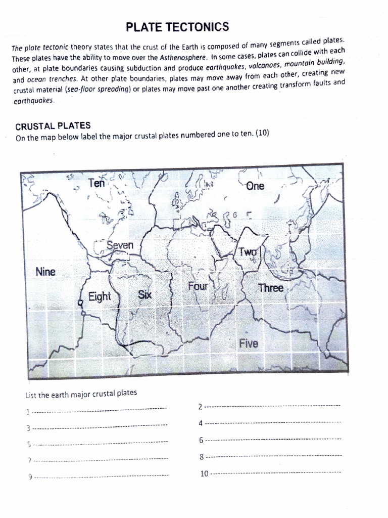 Grade 9 Worksheet_copy | PDF | Plate Tectonics | Crust (Geology)