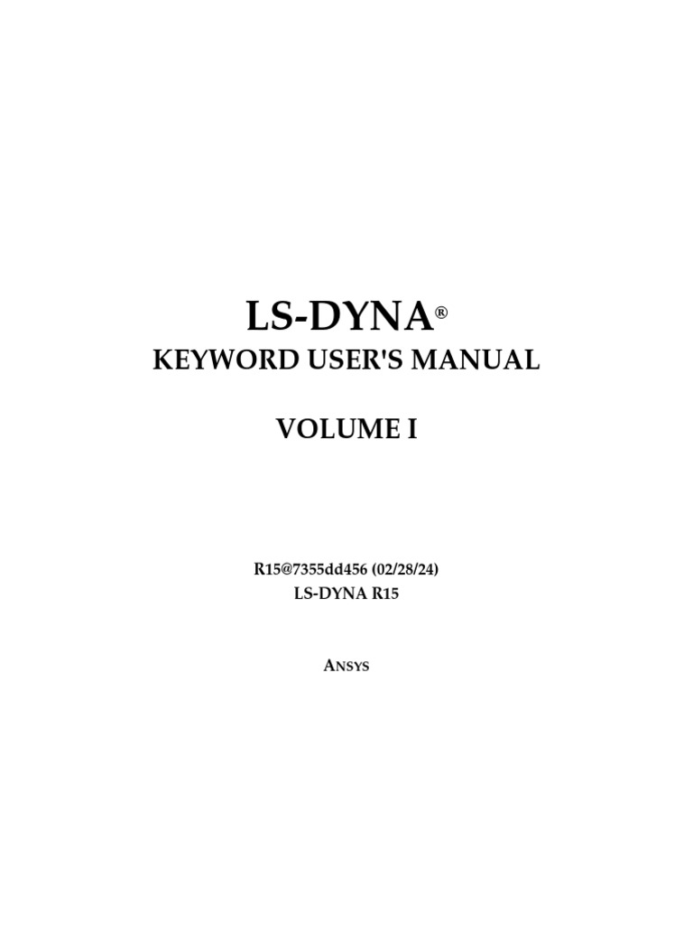 LS-DYNA Manual Volume I R15 | PDF | Trademark | Computing