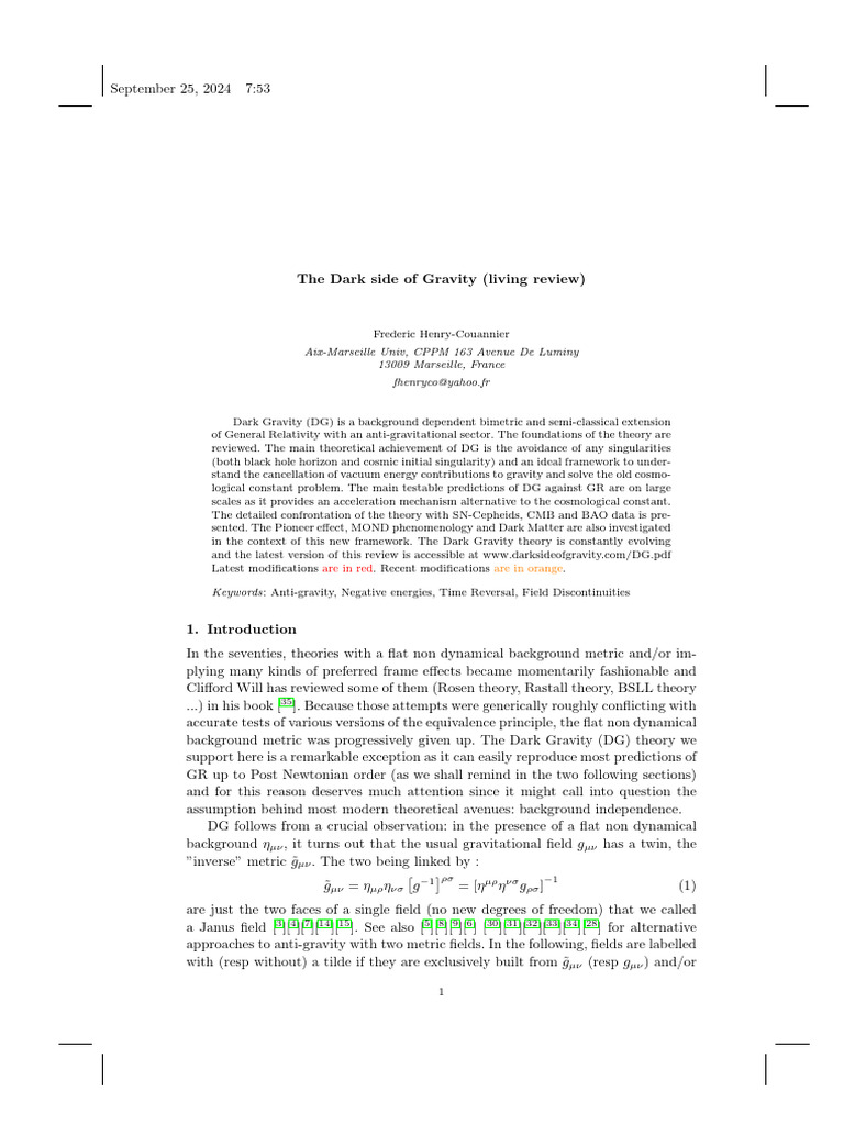 The Dark Side of Gravity | PDF | Gravity | General Relativity