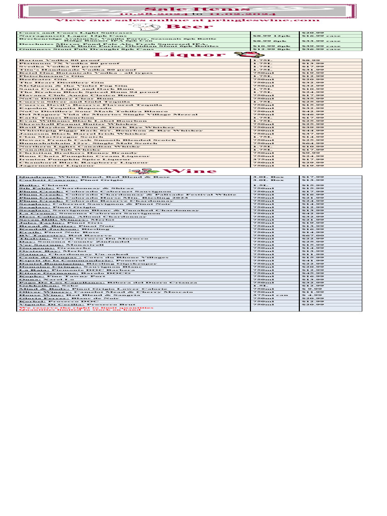 Sale Items: Breckenridge Avalanche, Vanilla Porter, Seasonals 6pk ...