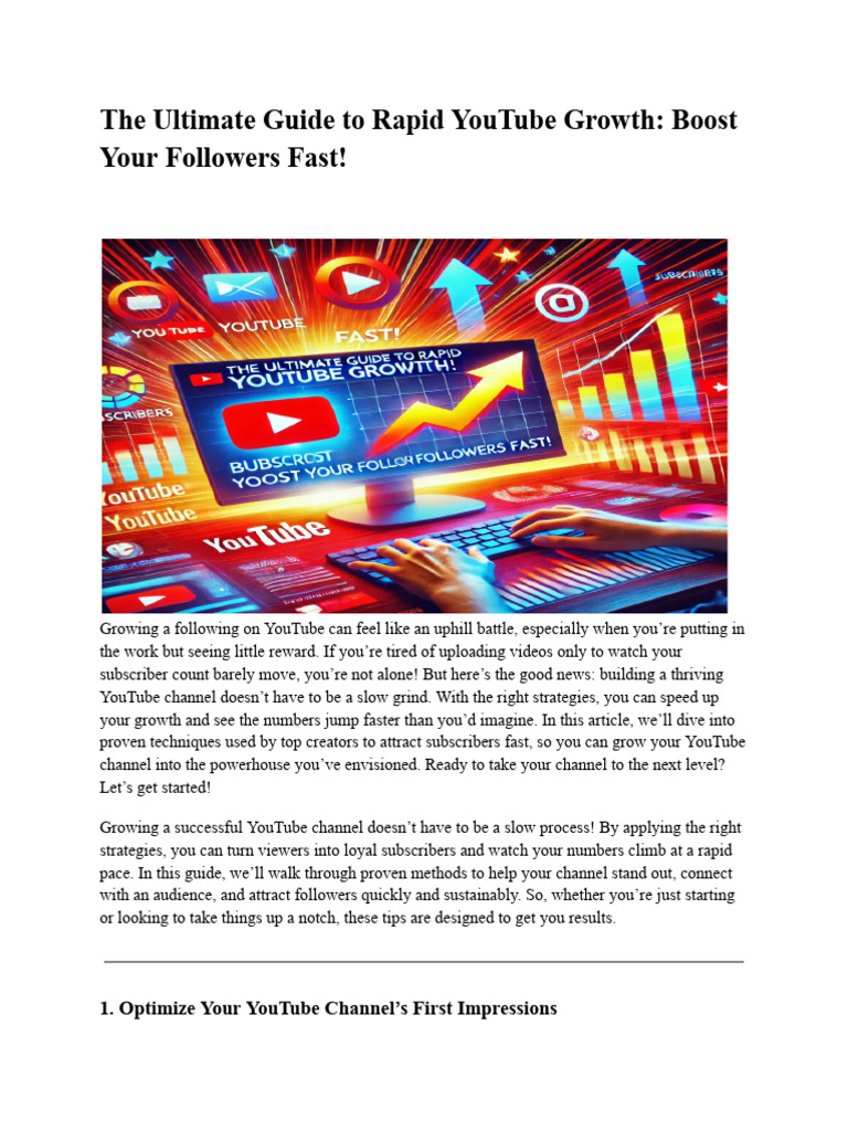 The Ultimate Guide To Rapid YouTube Growth: Boost Your Followers Fast ...