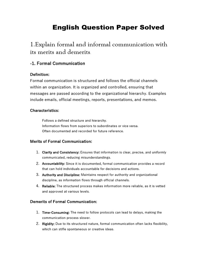 Communication Types: Formal vs Informal | PDF | Grant Writing ...