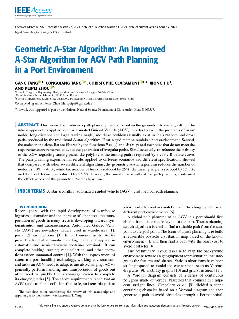 Geometric A-Star Algorithm - An Improved A-Star Algorithm For AGV Path Planning in A Port ...