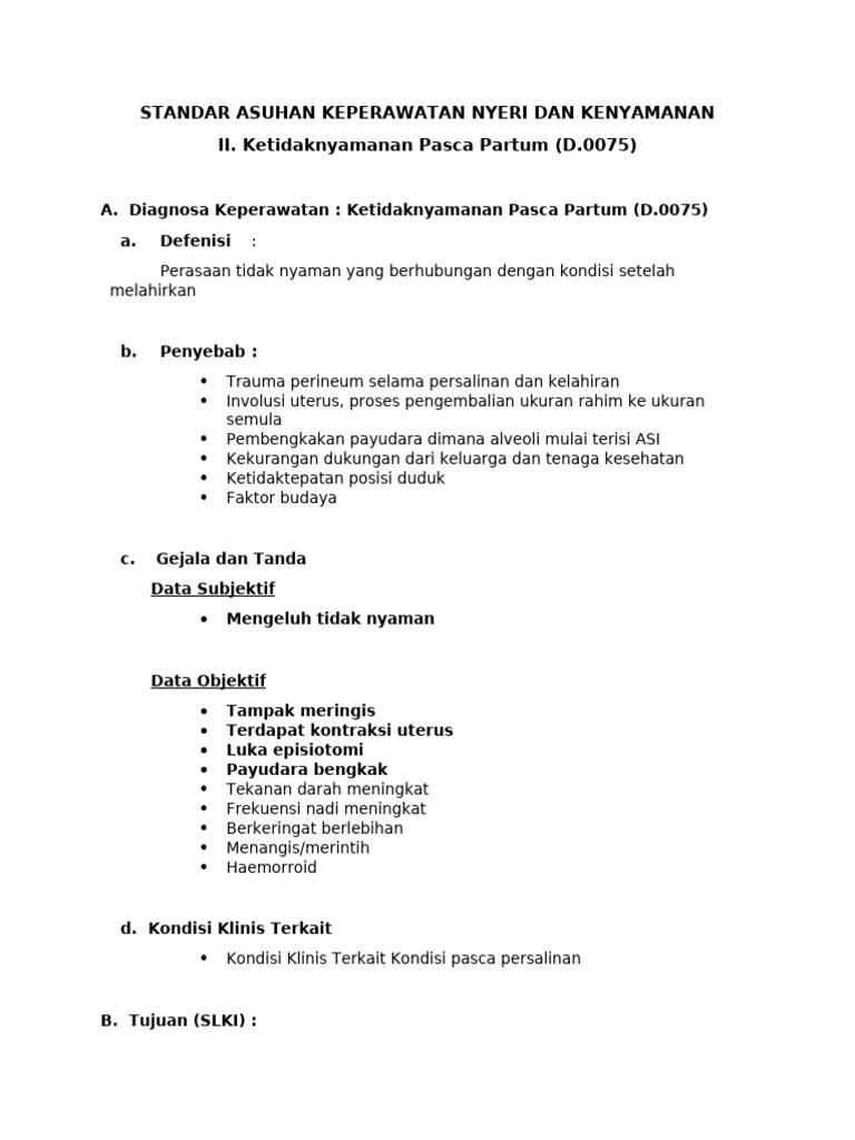 Ketidaknyamanan Pasca Partum dan Manajemen | PDF