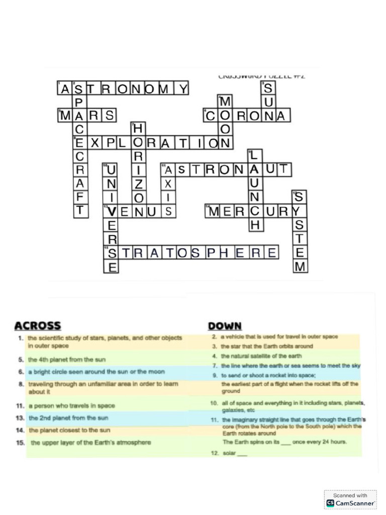 Crossword of Solar System | PDF