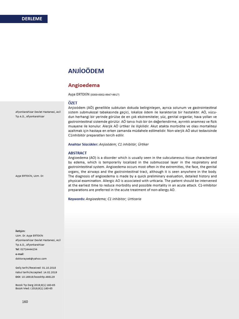 ANJ - O - DEM Angioedema (#544912) - 680129 | PDF