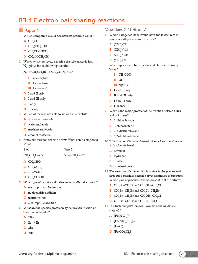 R3.4 Electron Pair Sharing Reactions 2 | PDF | Acid | Chemical Reactions