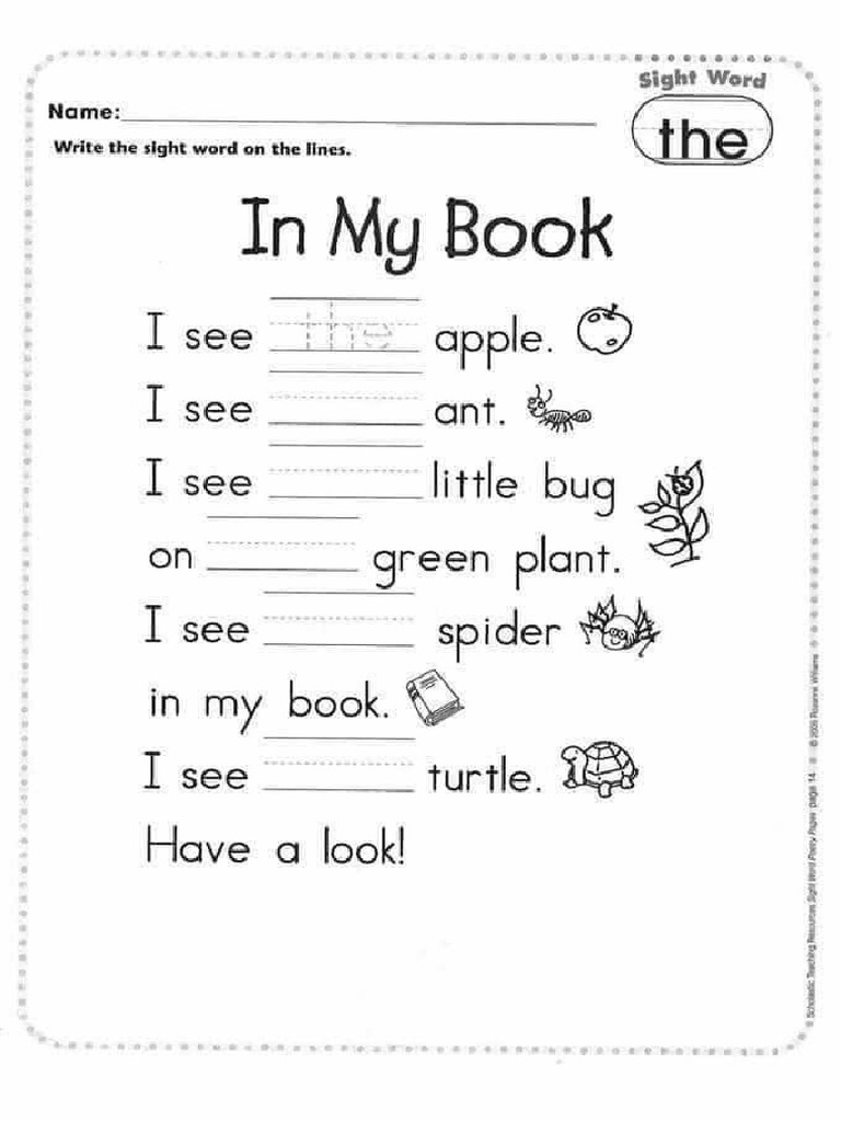 Sight Words Worksheet | PDF