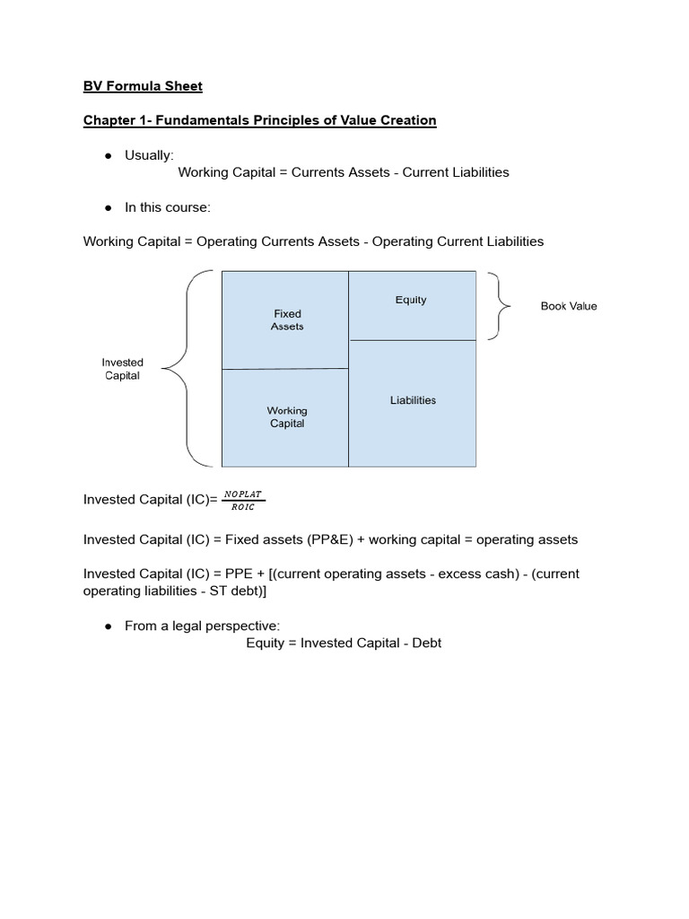 BV Formula Sheet | PDF | Discounted Cash Flow | Valuation (Finance)