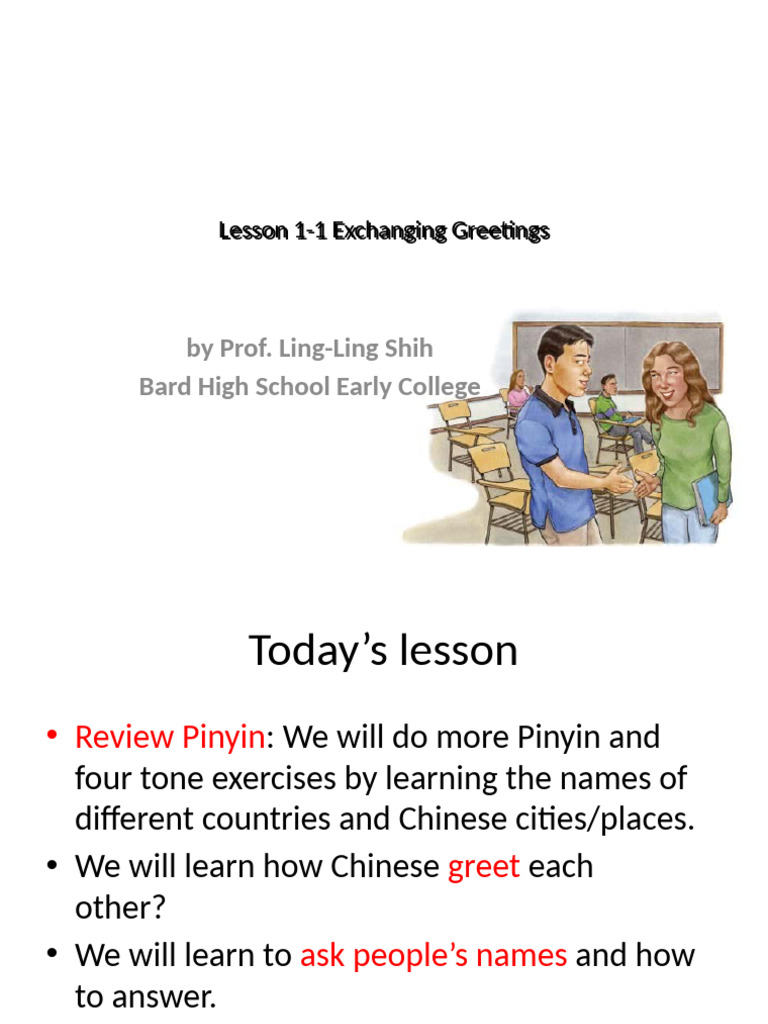 Lesson 1 Greetings 问好 Wèn Hao 1 Greeting | PDF | Chinese Language ...
