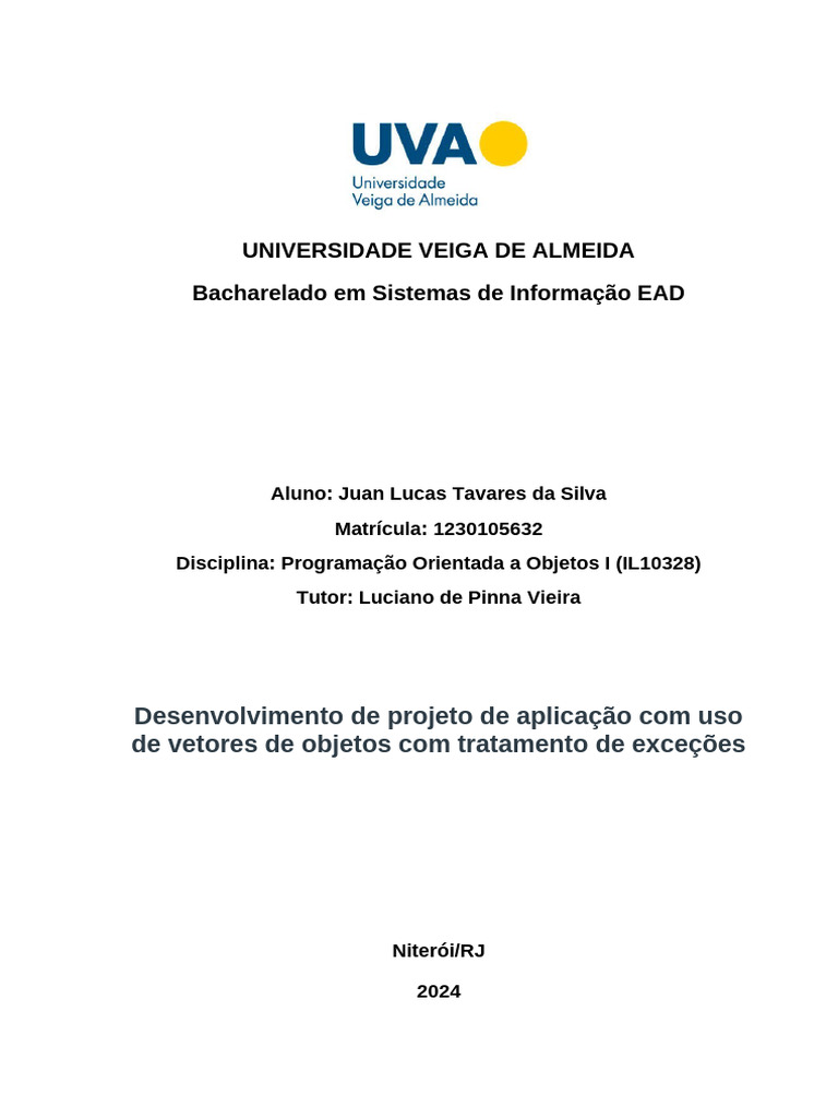 Projeto de Programação em Java EAD | PDF | Classe (programação de ...
