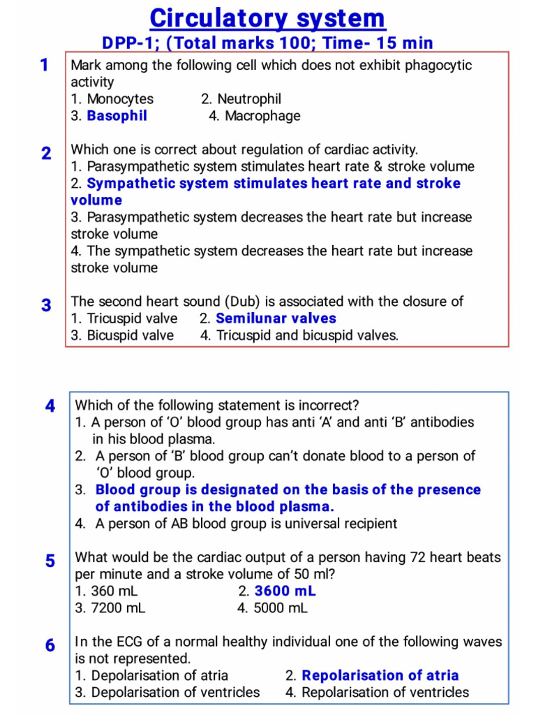 Circulatory System . | PDF