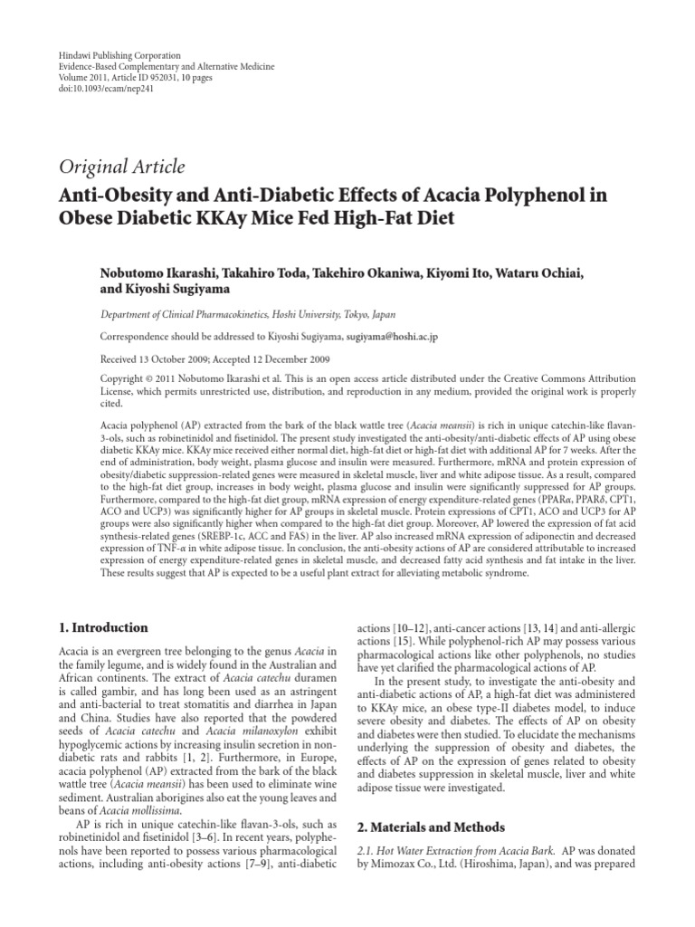 Anti-Obesity and Anti-Diabetic Effects of Acacia Polyphenol in Obese ...