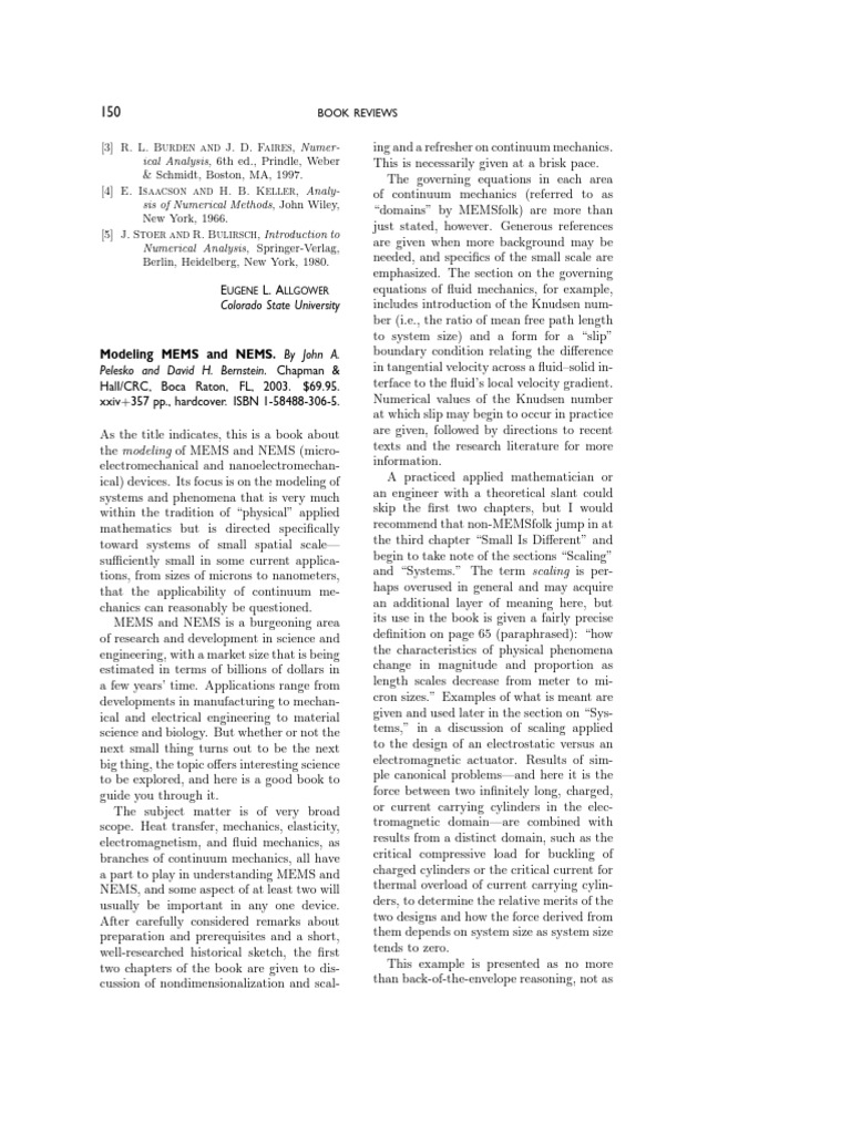 SIAM Review Book MEMS and NEMS | PDF | Applied And Interdisciplinary Physics | Physical Sciences