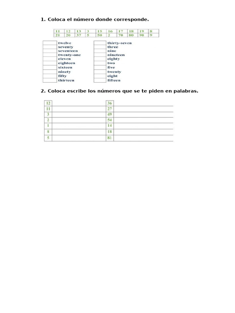 Segundo Ejercicio de Los Numeros Cardinales | PDF