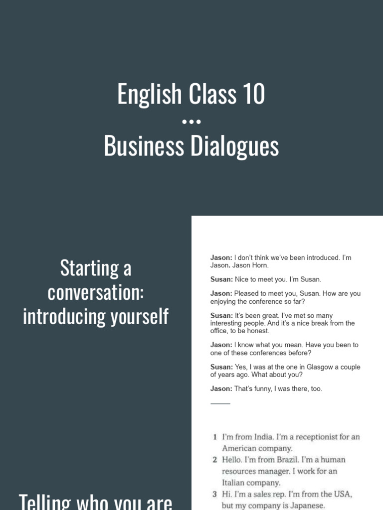 Business Dialogues for English Class 10 | PDF | Career & Growth
