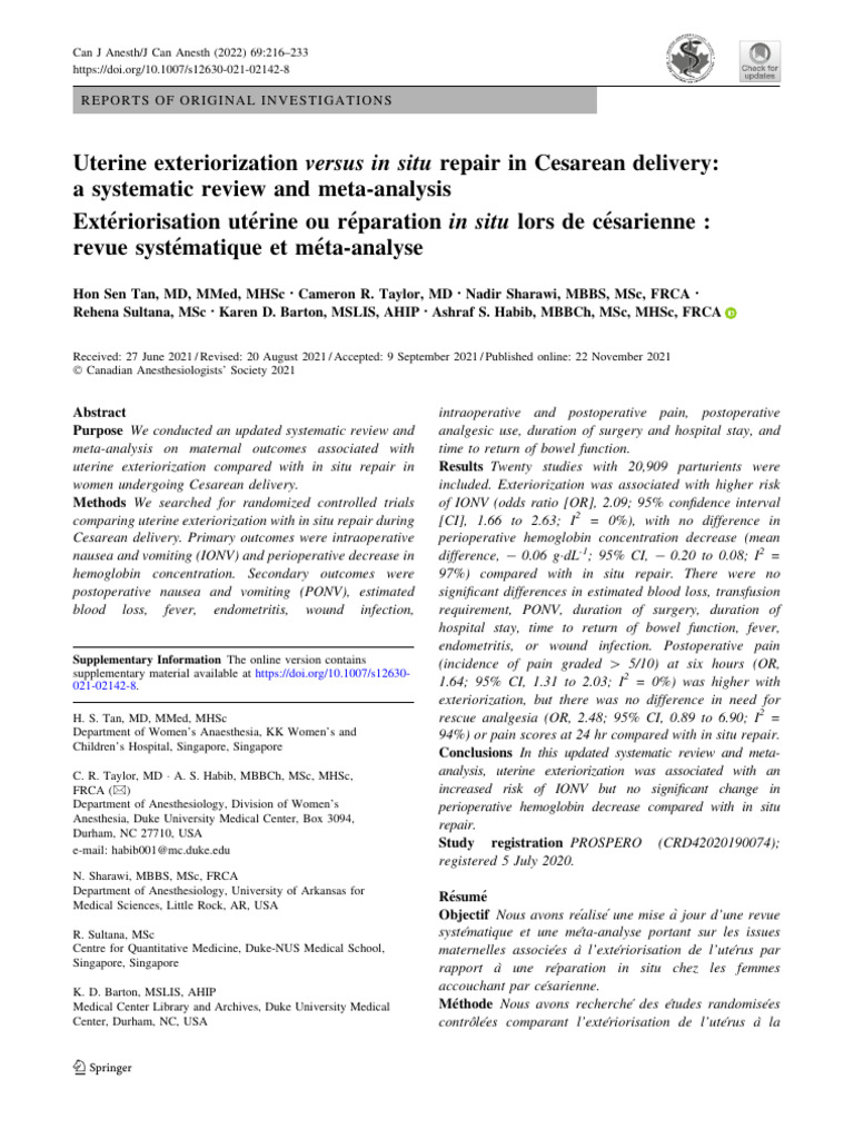 s12630-021-02142-8 Tan Et Al | PDF | Anesthesia | Surgery