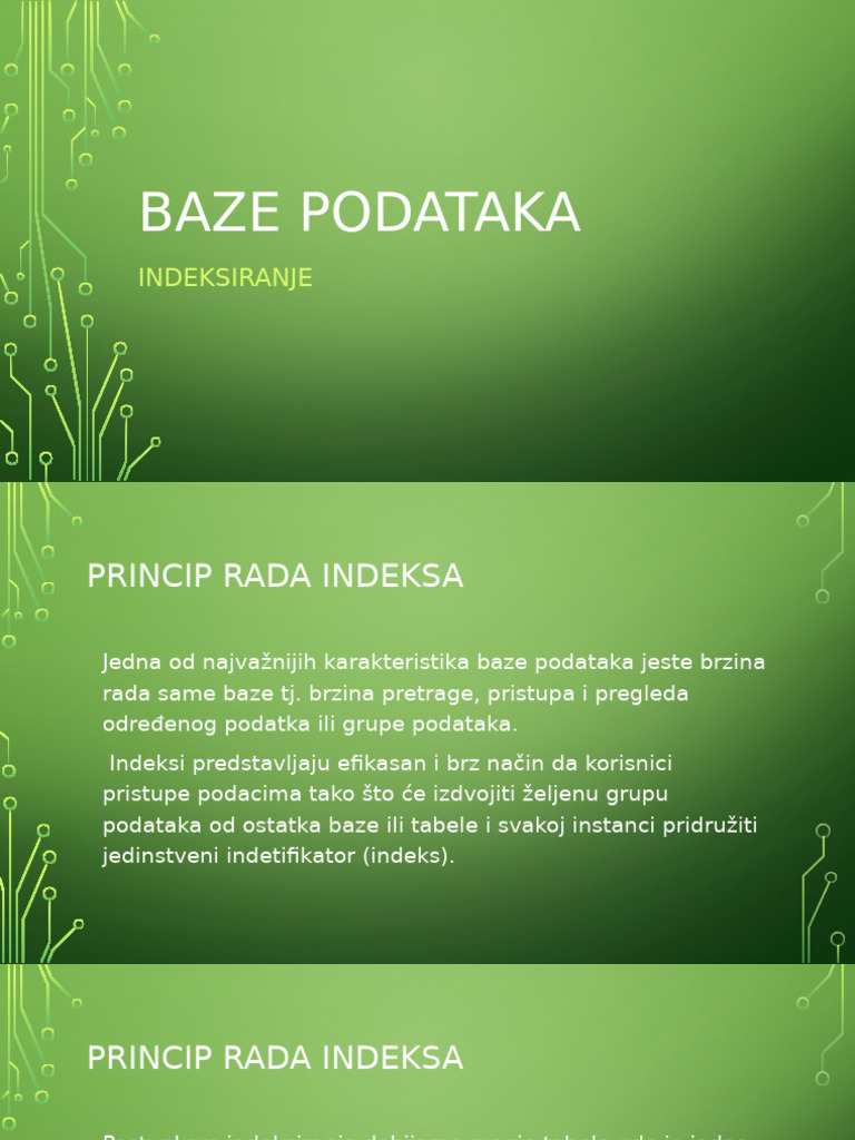 Baze Podataka - Indeksiranje | PDF