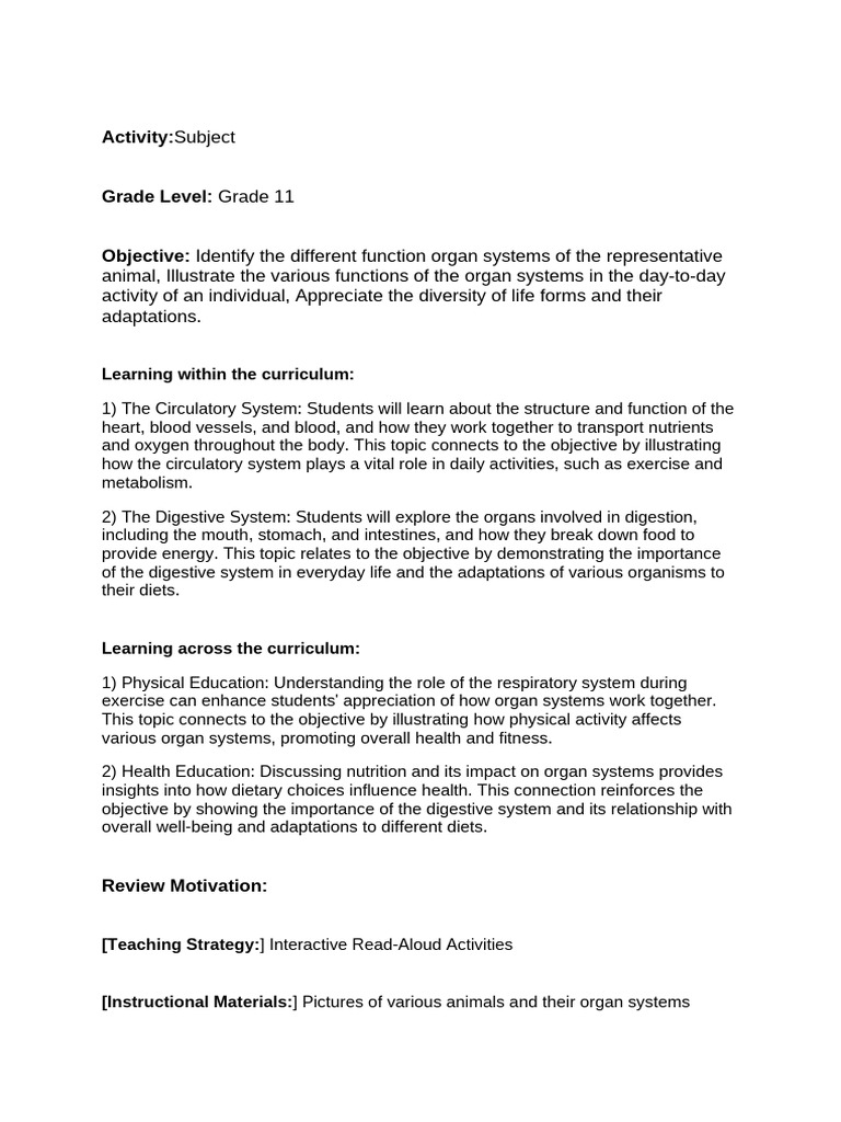 Lesson Plan | PDF | Learning | Adaptation