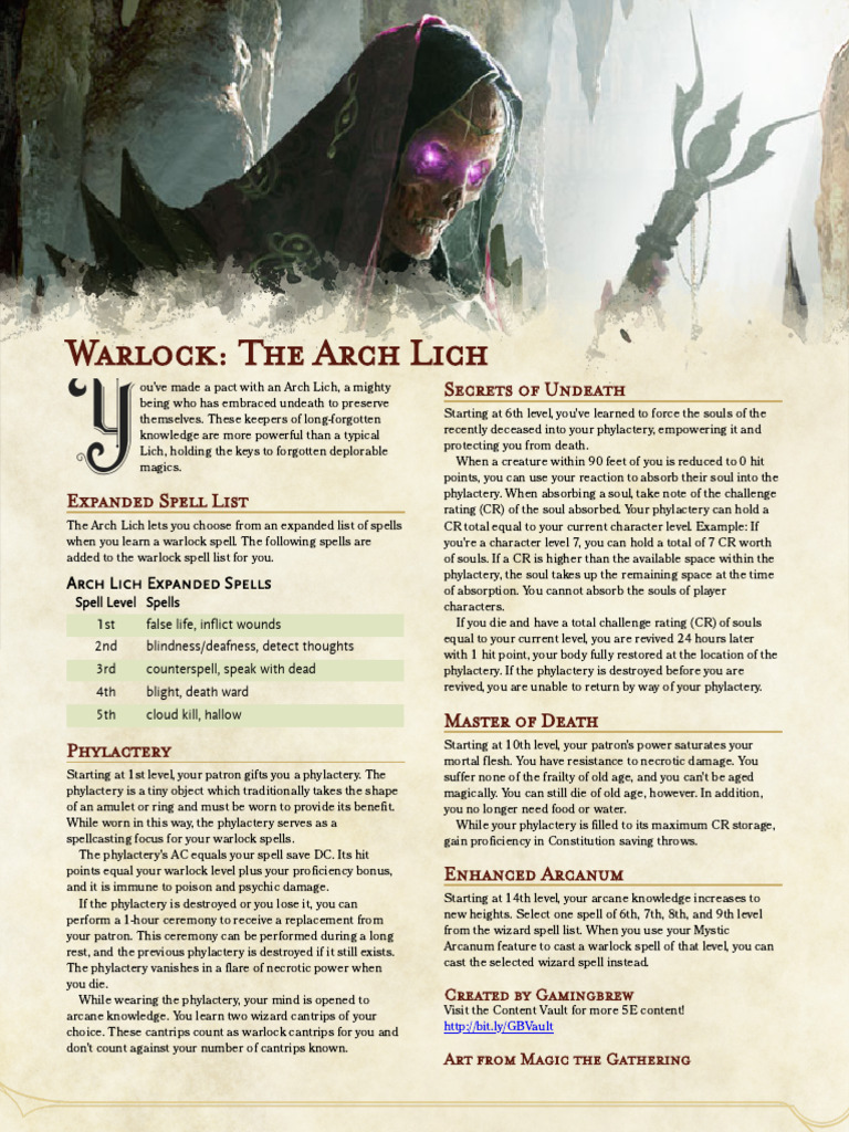 Warlock_ Pact of the Arch Lich | PDF | Amulet | Dungeons & Dragons