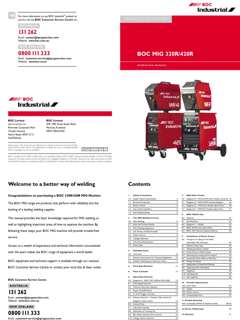 BOC MIG 320R 420R Manual | PDF | Welding | Construction