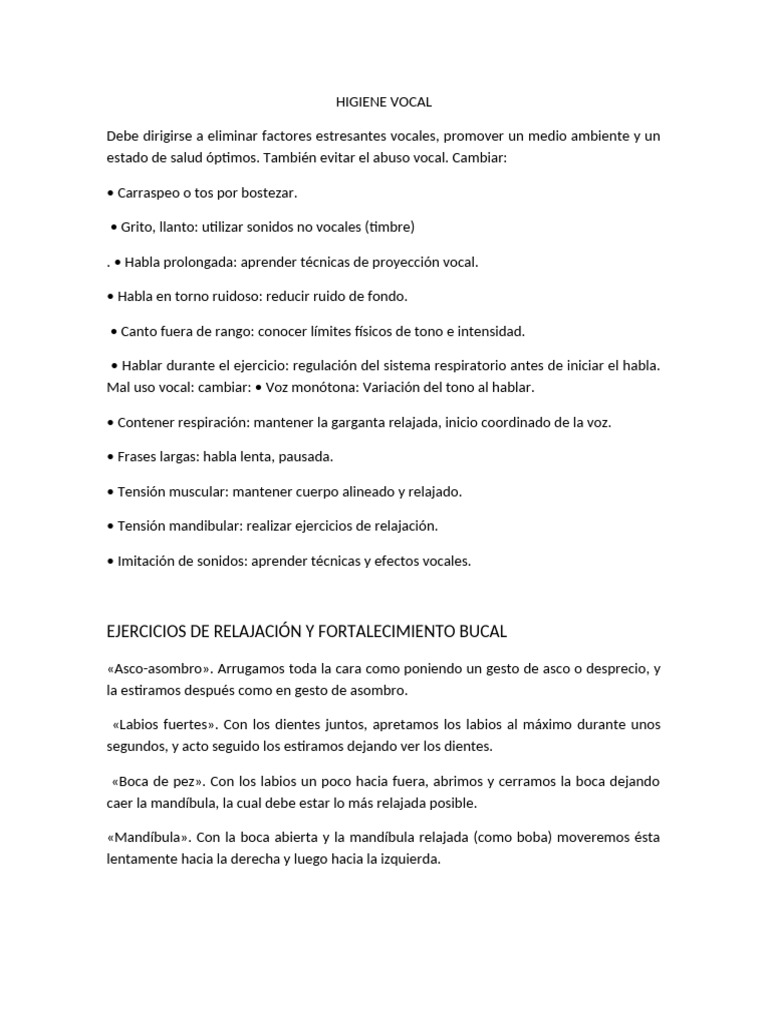 Higiene Vocal | PDF | Boca | Canto