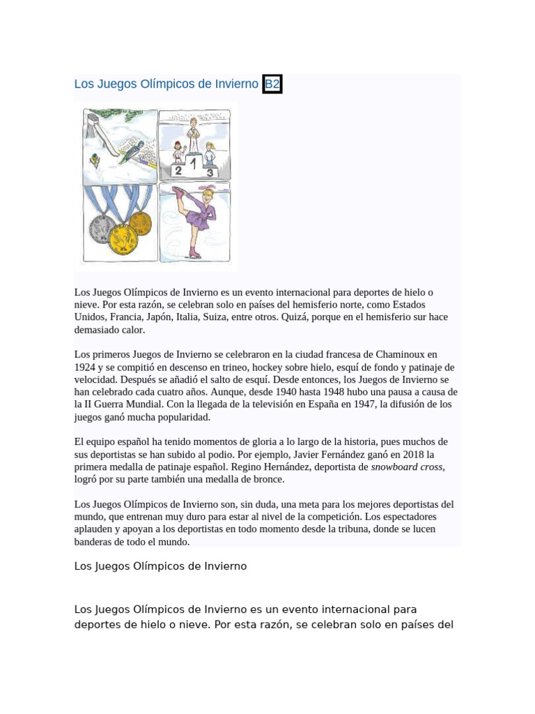 Lectura Séptimo | PDF | Juegos olímpicos de invierno | Juegos olímpicos