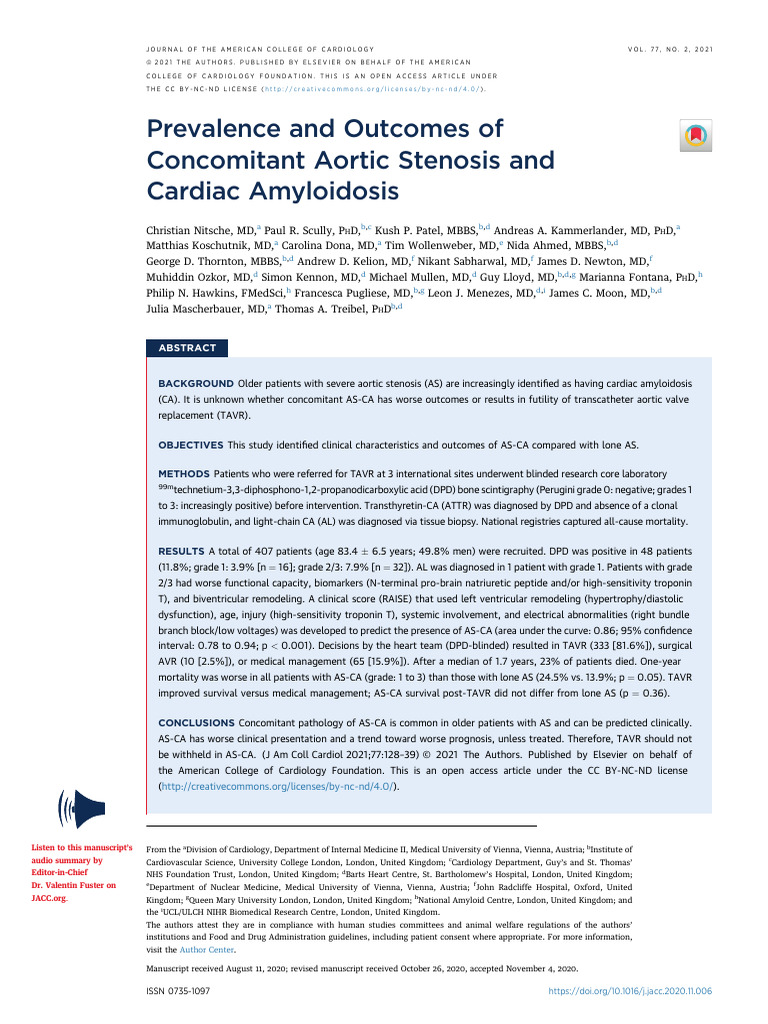 J Am Coll Cardiol 2021 Jan 77 128-139 | PDF | Cardiology ...
