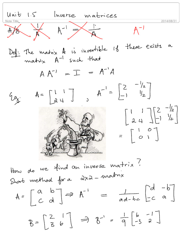 Unit 1.5 Inverse Matrices | PDF