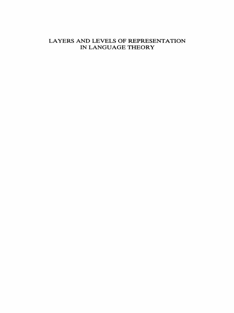 Layers and Levels of Representation in Language Theory | PDF | Syntax ...