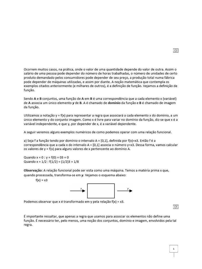 Conceito e Exemplos de Funções Matemáticas | PDF | Função (Matemática ...
