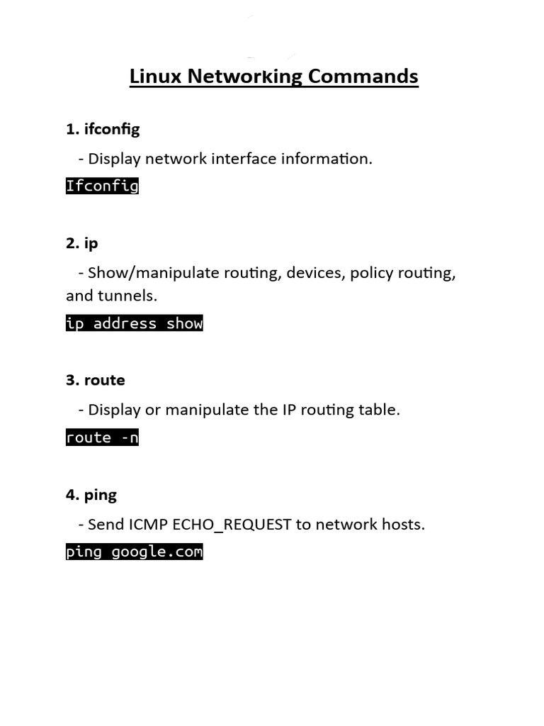 Linus Networking Commands | PDF | Computer Network | Ip Address Linus Networking Commands | PDF | Computer Network | Ip Address