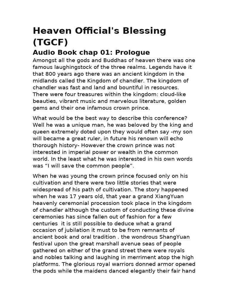 TGCF Audiobook Chapter 1 Prologue | PDF