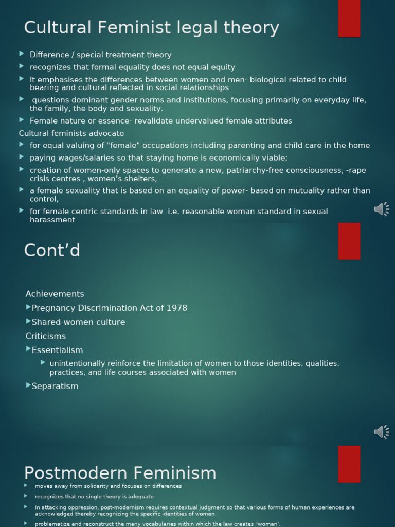 Cultural Feminist Legal Theory and Other Theories | PDF | Gender ...