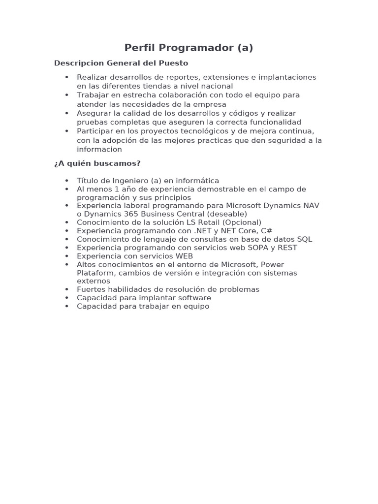 Perfil Programador | PDF | Informática