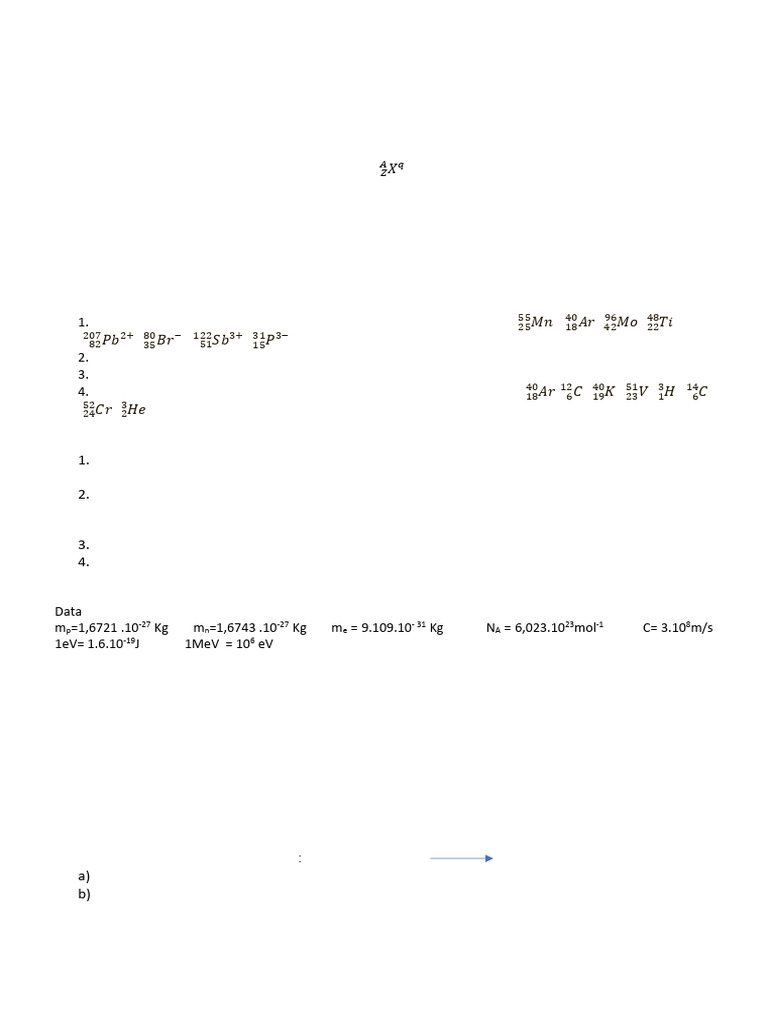 Série 1 Chimie 1HOULI KHALED S. 2024 2025pdf | PDF | Atomic Nucleus | Isotope