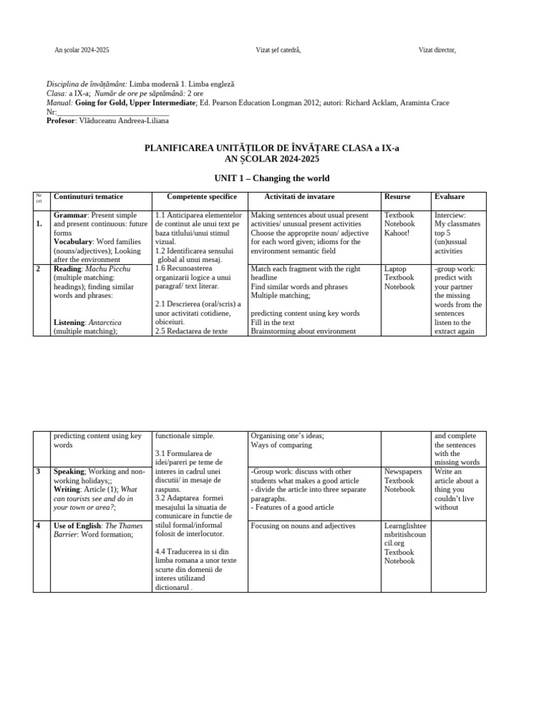 Cls 9 - Going For Gold | PDF | English Language | Adjective