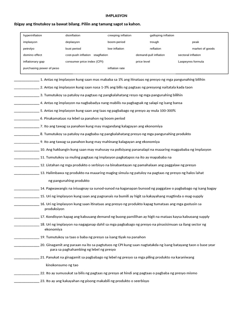 Implasyon Ap Q3 | PDF