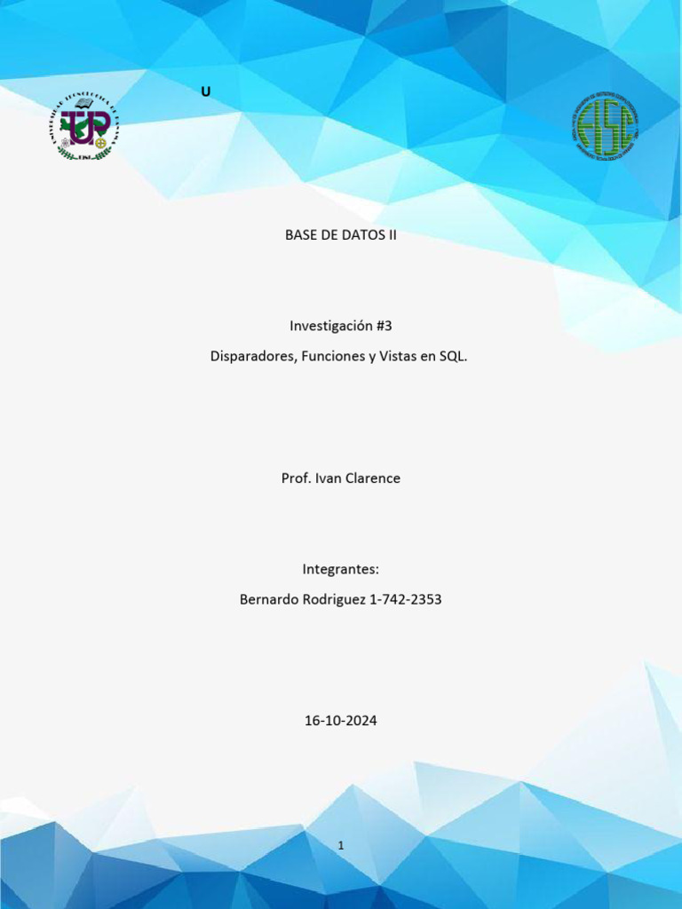 BRodriguez Investigacion#3 BDII | PDF | SQL | Bases de datos