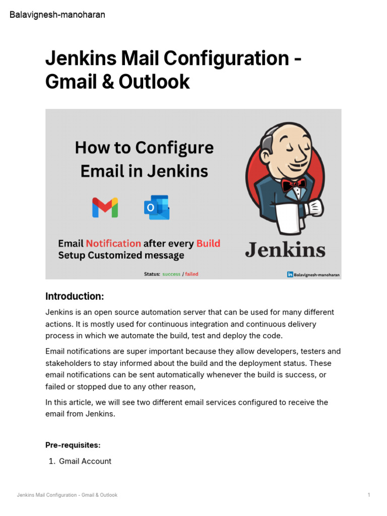 Jenkins Mail Configuration 1729803890 | PDF | Gmail | Sudo