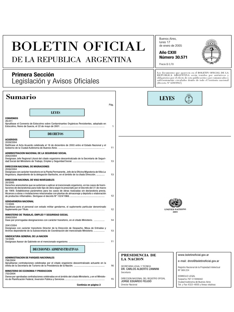 Boletin Oficial Argentino | PDF | Tratado | Contaminación